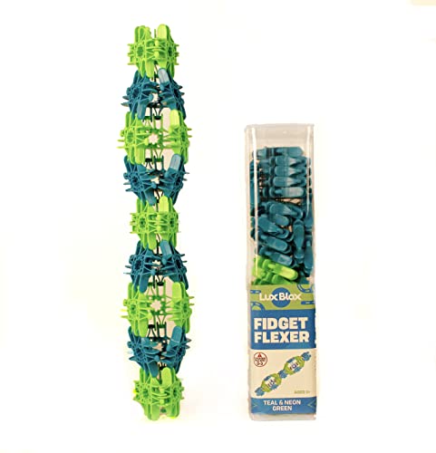 Lux Blox Green and Teal Fidget Flexer Set (30 Pieces) Flexible and Versatile Construction Blocks