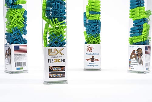 Lux Blox Green and Teal Fidget Flexer Set (30 Pieces) Flexible and Versatile Construction Blocks