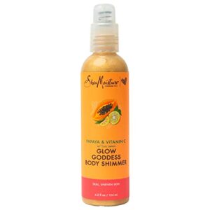 sheamoisture goddess body shimmer for dry skin, dull skin papaya and vitamin c paraben free body oil 4.2 oz