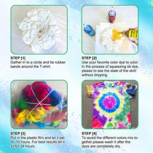 Vanstek 30 Colors Tie Dye Kit, Tie Dye Shirt Fabric Dye for Women, Kids, Men, with Rubber Bands, Gloves, Plastic Film and Table Covers for Family Friends Groups Party Supplies