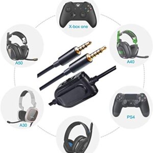 Aimuli A10 A40 Replacement Audio Cable Inline Mute Volume Control for with Microphone Astro A10/A40/A30/A50 Headsets Cord, Xbox One Play Station 4 PS4 Headphone Audio Extension Cable 6.5 Feet