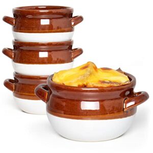 vumdua french onion soup bowls with handles, 16 oz ceramic soup serving bowl crocks - oven safe bowls for chili, beef stew, cereal, pot pies, set of 4