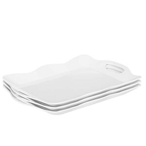 Premium Food Serving Trays (Set of 3) by 55Kitchen Stackable BPA-Free Plastic Tray Set - Dishwasher Safe Plastic Trays For Use At Home, Parties and Events - Acrylic Tray Set