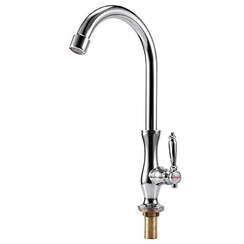 ANGGREK Kitchen Faucet - G1/2" Male Thread Kitchen Sink Faucet 360?Rotatable Easy Install Drinking Water Tap High Arc Vertical Cold Water Faucet