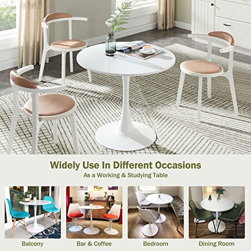 STYLIFING Dining Table 32" Mid-Century Modern Round Dining Table Coffee Table with Round Top and Pedestal Base in White