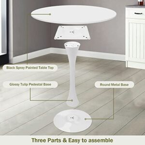 STYLIFING Dining Table 32" Mid-Century Modern Round Dining Table Coffee Table with Round Top and Pedestal Base in White