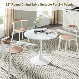 STYLIFING Dining Table 32" Mid-Century Modern Round Dining Table Coffee Table with Round Top and Pedestal Base in White