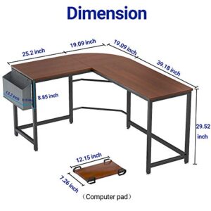 Foxemart L Shaped Desk Corner Desk 58" Computer Gaming Desk PC Table Writing Workstation for Home Office, Large L Study Desk 2 Person Multi-Usage Tables Modern Simple Desk with Storage Bag & CPU Stand