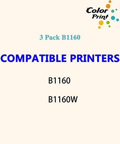 3-Pack ColorPrint Compatible Toner Cartridge Replacement for Dell 1160 B1160w B1160 Work with YK1PM 331-7335 HF44N HF442 B1163w B1165nfw 1163w 1165nfw 1160w B1165 B1163 Laser Printer (Black)