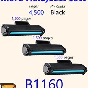 3-Pack ColorPrint Compatible Toner Cartridge Replacement for Dell 1160 B1160w B1160 Work with YK1PM 331-7335 HF44N HF442 B1163w B1165nfw 1163w 1165nfw 1160w B1165 B1163 Laser Printer (Black)