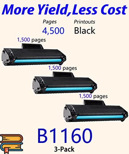 3-Pack ColorPrint Compatible Toner Cartridge Replacement for Dell 1160 B1160w B1160 Work with YK1PM 331-7335 HF44N HF442 B1163w B1165nfw 1163w 1165nfw 1160w B1165 B1163 Laser Printer (Black)