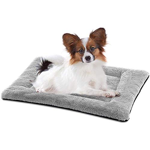 SIWA MARY Dog Bed Mat Soft Crate Pad Washable Anti-Slip Mattress for Large Medium Small Dogs and Cats Kennel Pad (23'' x 18'', Grey)