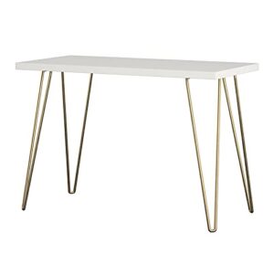 ameriwood home owen retro computer, white/gold legs desk