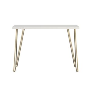 Ameriwood Home Owen Retro Computer, White/Gold Legs Desk