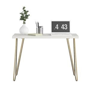 Ameriwood Home Owen Retro Computer, White/Gold Legs Desk