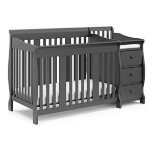 storkcraft portofino 4 in 1 fixed side convertible crib changer, gray