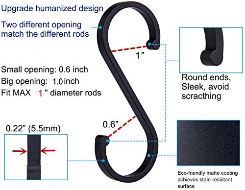 GAViA S Hooks, S Shaped Hooks, Matte Black S Hooks Heavy Duty for Hanging Pots and Pans, Plants, Coffee Cups, Coats, Bags, Towels in Kitchen, Bedroom, Office, Garden, Bathroom, 10 Pack