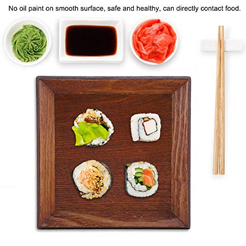 Mavis Laven Food Serving Tray Square Wooden Sushi Dish Food Serving Tray for Restaurant Home Tableware(16.5 * 16.5 * 2cm)