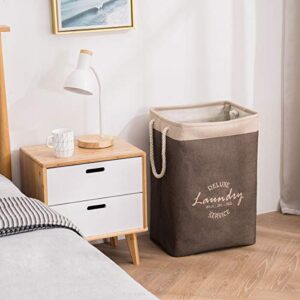 YOUDENOVA 72L Large Laundry Hamper Basket with Detachable Brackets and Handle,Collapsible Storage Basket with Removable Liner Bag for Bedroom,Bathroom Clothing and Toys Organization, Brown