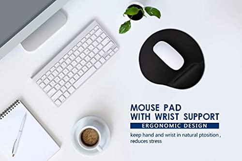 Ergonomic Mouse Pad with Superb Comfortable Wrist Rest Support Bar - Silicone Gel Mousepad with Non-Slip PU Base for Office, Home & Gaming