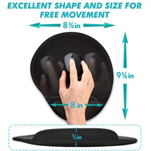 Ergonomic Mouse Pad with Superb Comfortable Wrist Rest Support Bar - Silicone Gel Mousepad with Non-Slip PU Base for Office, Home & Gaming