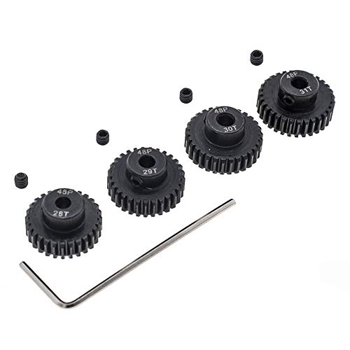 4pcs 48P Pinion Gear 3.175mm Set Hardened 28T 29T 30T 31T 48DP Pitch Gears RC Upgrade Part with Screwdriver