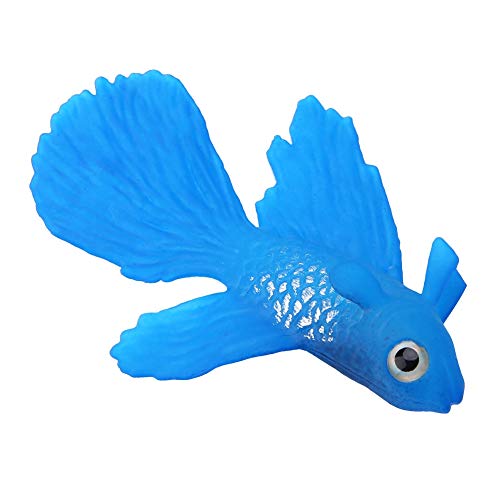 Taidda Artificial Small Fish, Silicone Fish Tank Ornament Aquarium Decoration Funny Fake Fish Decoration for Freshwater Saltwater AquariumBlue Betta Fish