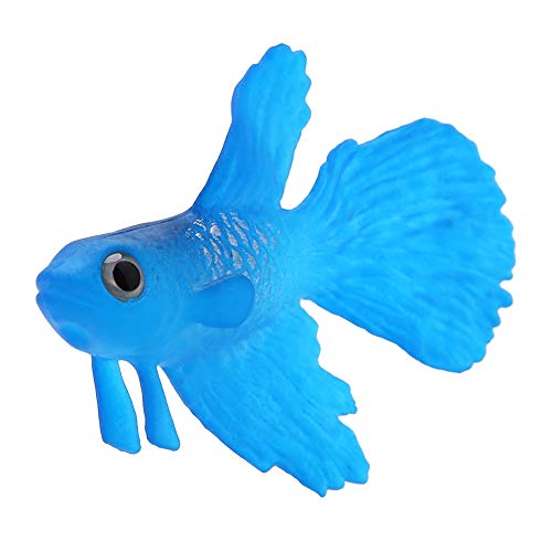 Taidda Artificial Small Fish, Silicone Fish Tank Ornament Aquarium Decoration Funny Fake Fish Decoration for Freshwater Saltwater AquariumBlue Betta Fish