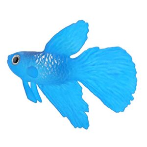 Taidda Artificial Small Fish, Silicone Fish Tank Ornament Aquarium Decoration Funny Fake Fish Decoration for Freshwater Saltwater AquariumBlue Betta Fish