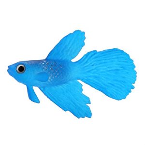 Taidda Artificial Small Fish, Silicone Fish Tank Ornament Aquarium Decoration Funny Fake Fish Decoration for Freshwater Saltwater AquariumBlue Betta Fish