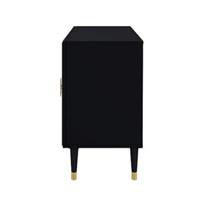 Inspired Home Sideboard - Black | Design: Belen | 2 Doors | Brushed Finish Gold Handle and Leg Tip