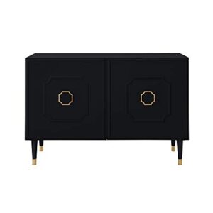 Inspired Home Sideboard - Black | Design: Belen | 2 Doors | Brushed Finish Gold Handle and Leg Tip