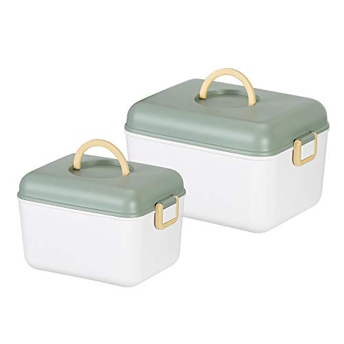 Poeland Storage Bins with Lids and Handle Portable Storage Box Basket Set of 2