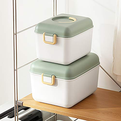 Poeland Storage Bins with Lids and Handle Portable Storage Box Basket Set of 2