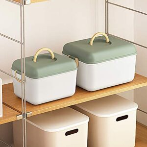 Poeland Storage Bins with Lids and Handle Portable Storage Box Basket Set of 2