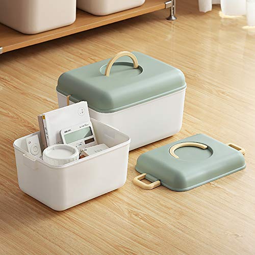 Poeland Storage Bins with Lids and Handle Portable Storage Box Basket Set of 2