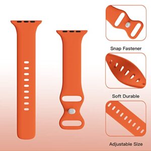 [5 PACK] STG Sport Watch Band Compatible with Apple Watch Band 38mm 40mm 41mm 42mm 44mm 45mm 49mm Soft Silicone Replacement Sport Strap Compatible for iWatch Ultra SE Series 8/7/6/5/4/3/2/1 (38mm/40mm/41mm S/M, 5 PACK A - Orange/Hot Pink/Apple Green/Surf