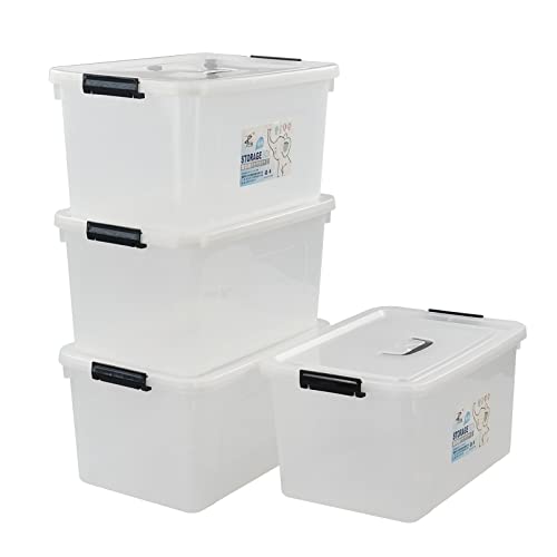 Ortodayes 18 Liter Clear Plastic Box with Lid, 4-pack Clear Storage Bins