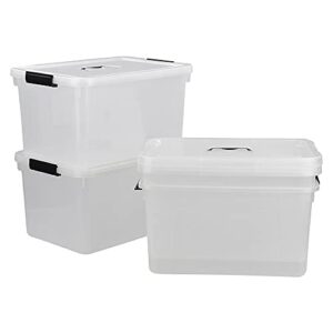 Ortodayes 18 Liter Clear Plastic Box with Lid, 4-pack Clear Storage Bins