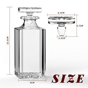 Glass Decanter with Airtight Geometric Stopper - Whiskey Decanter for Wine, Bourbon, Brandy, Liquor, Juice, Water, Mouthwash. Italian Lead-Free Glass (25.97 oz/768ml)