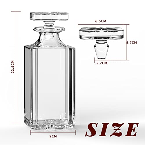 Glass Decanter with Airtight Geometric Stopper - Whiskey Decanter for Wine, Bourbon, Brandy, Liquor, Juice, Water, Mouthwash. Italian Lead-Free Glass (25.97 oz/768ml)