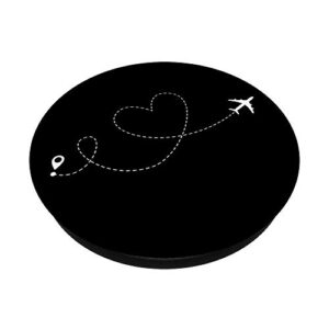 Love Travel Airplane Heart Flying Destination Traveling PopSockets Grip and Stand for Phones and Tablets