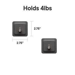 Tooletries - The Arnold Bathroom & Storage Hook - Silicone Toiletry Organizer, Shower & Bathroom Accessory - Features Silicone-Grip Technology, Removable & Reusable - Charcoal, 2 Pack