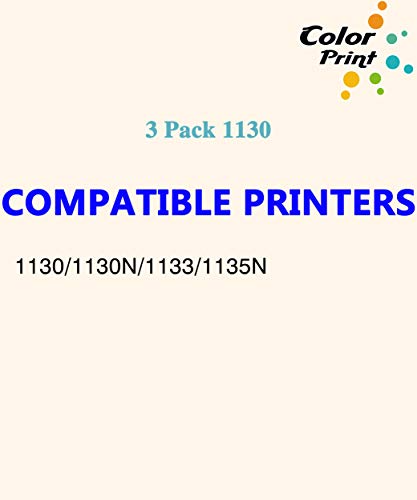 (3-Pack, Black) ColorPrint Compatible Toner Cartridge Replacement for Dell 1130n 1130 7H53W 2MMJP 1135n 1133 1135 330-9523 330-9524 3J11D Laser Printer (2.5k)