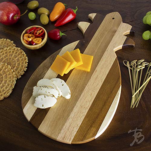 Totally Bamboo Rock & Branch Series Shiplap Pineapple Shaped Wood Serving and Cutting Board | Great for Wall Art