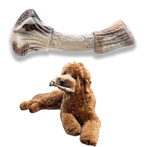 PETSLA Durable Nylon Dog Chew Toys for Aggressive Chewers Large Medium Small Breeds, Indestructible Tough Dog Toy for Dog Teething Puppies (Antler Shape, 7.16 inches)