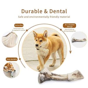 PETSLA Durable Nylon Dog Chew Toys for Aggressive Chewers Large Medium Small Breeds, Indestructible Tough Dog Toy for Dog Teething Puppies (Antler Shape, 7.16 inches)