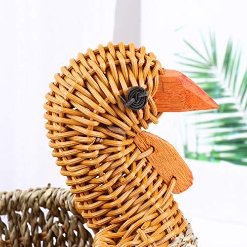 Exceart Wicker Storage Basket Turkey Shaped Multifunctional Handmade Woven Fruit Straw Basket Laundry Organizer for Vegetable Toy Magazine (Light Grey)