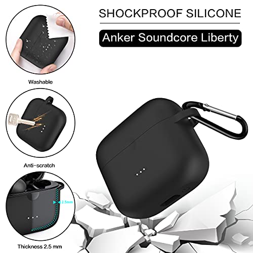 Alquar for Anker Soundcore Liberty Air 2 Case Cover, Silicone Anti-Dust/Scratchproof/Anti-Lost Protective Skin Case for Soundcore Liberty Air 2 Wireless Earbuds with Keychain [Front LED Visible]