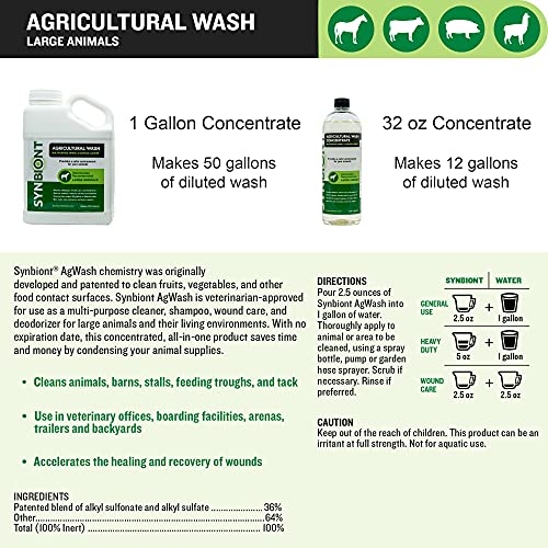 SYNBIONT AGRICULTURAL WASH Ag Wash: 32 .oz Concentrate Horse Shampoo pet Supplies Dog Shampoo Horse tack wash